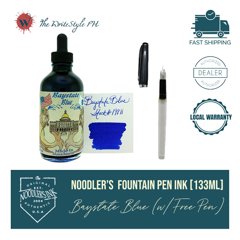 Noodler's Fountain Pen Ink [Baystate Blue w/ Free Pen] 4.5oz | Lazada PH