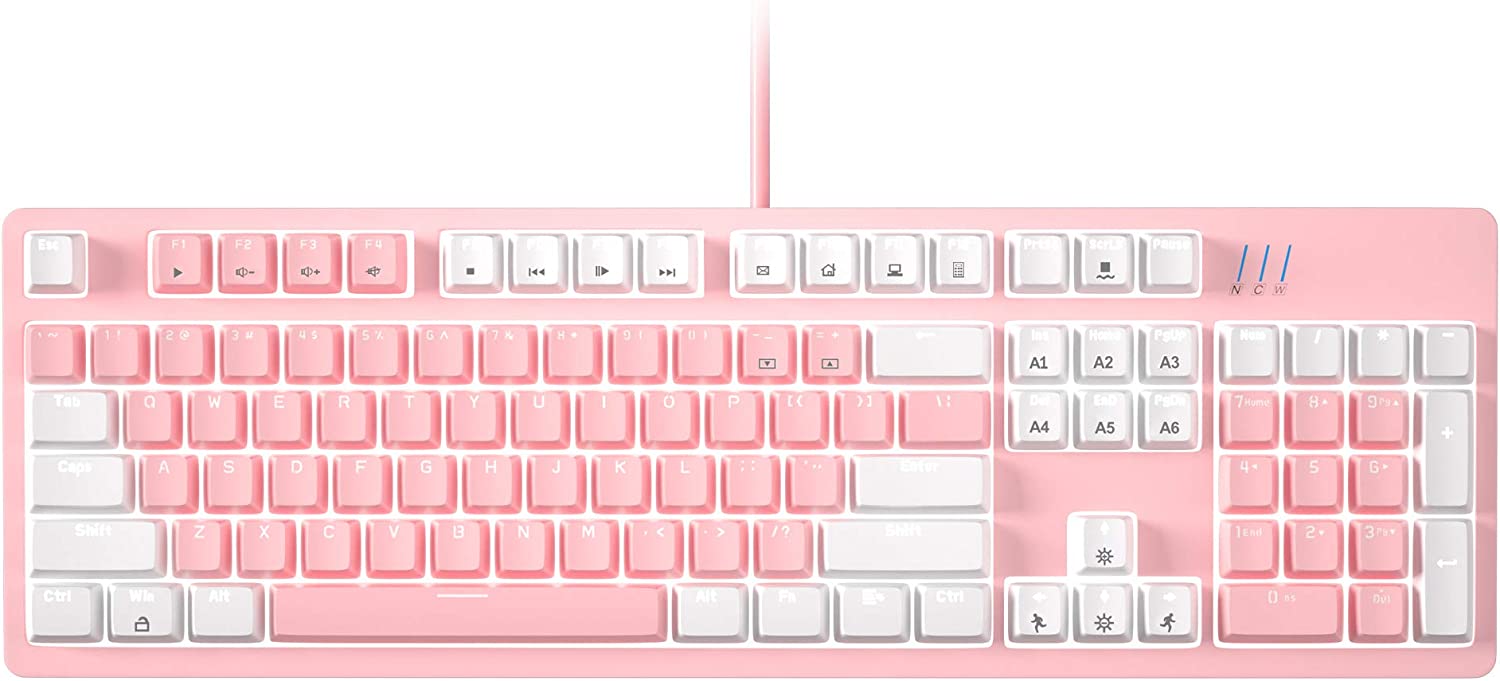 Mechanical Pink Gaming Keyboard£¬Magegee MK-Armor LED Rainbow Backlit ...