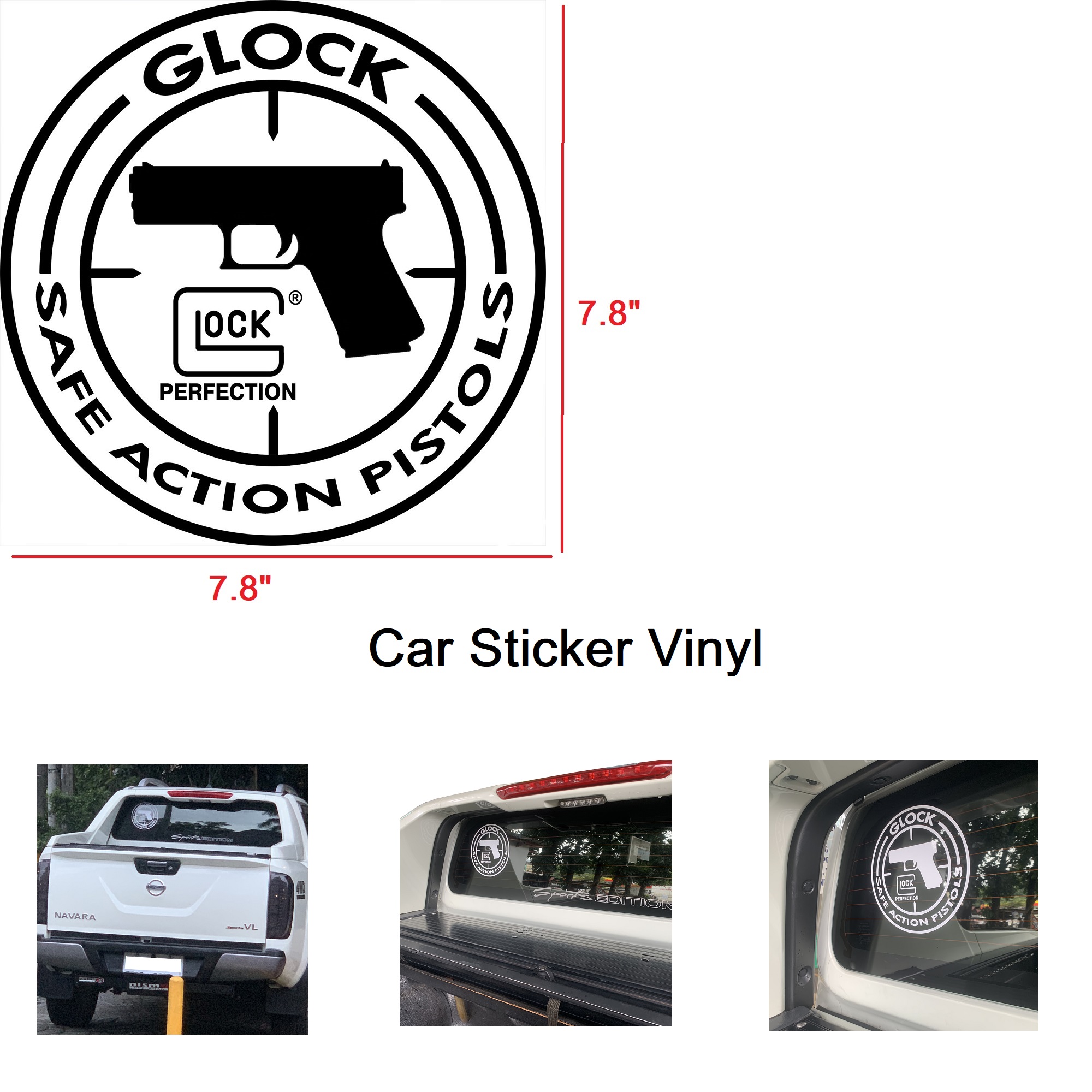 GLOCK Car Sticker Vinyl letters and Figure Design Size Car Sticker ...