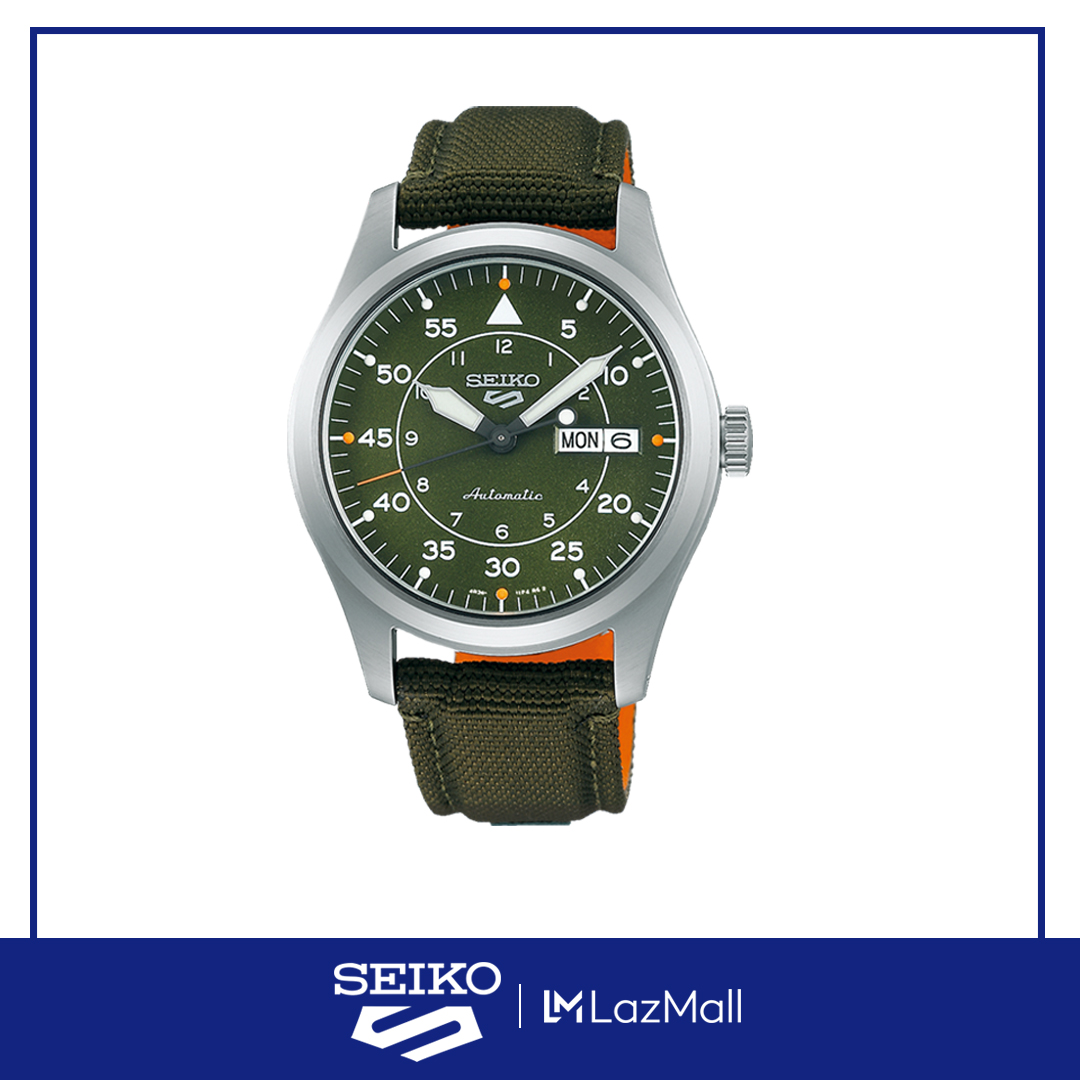 SEIKO 5 SPORTS SRPH29K1, Automatic Men's Watch, Green Nylon Strap with ...