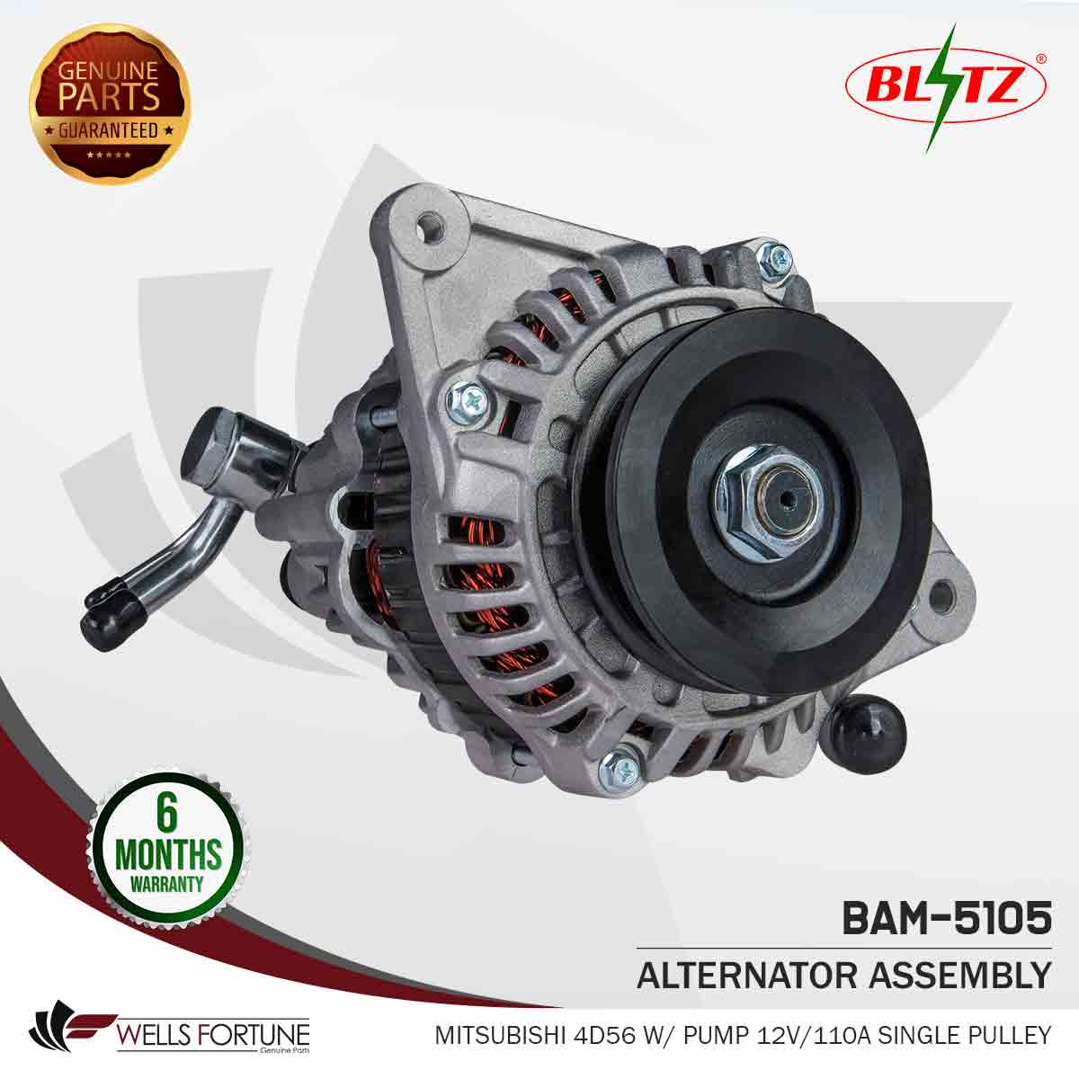 MITSUBISHI 4D56 W/ PUMP 12V / 110A SINGLE PULLEY BLITZ ALTERNATOR ...