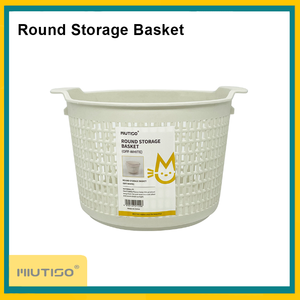 Miutiso Plastic Round Storage Basket Texture Design Organizer Box for ...