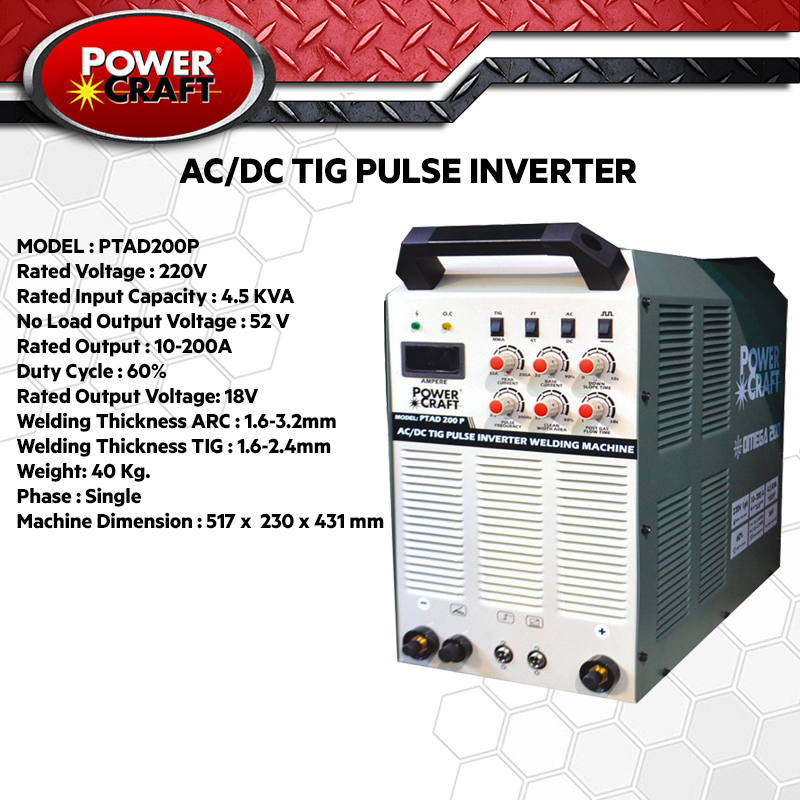 Welding Machine Tig Pulse Inverter AC/DC Powercraft (PTAD200P) | Lazada PH