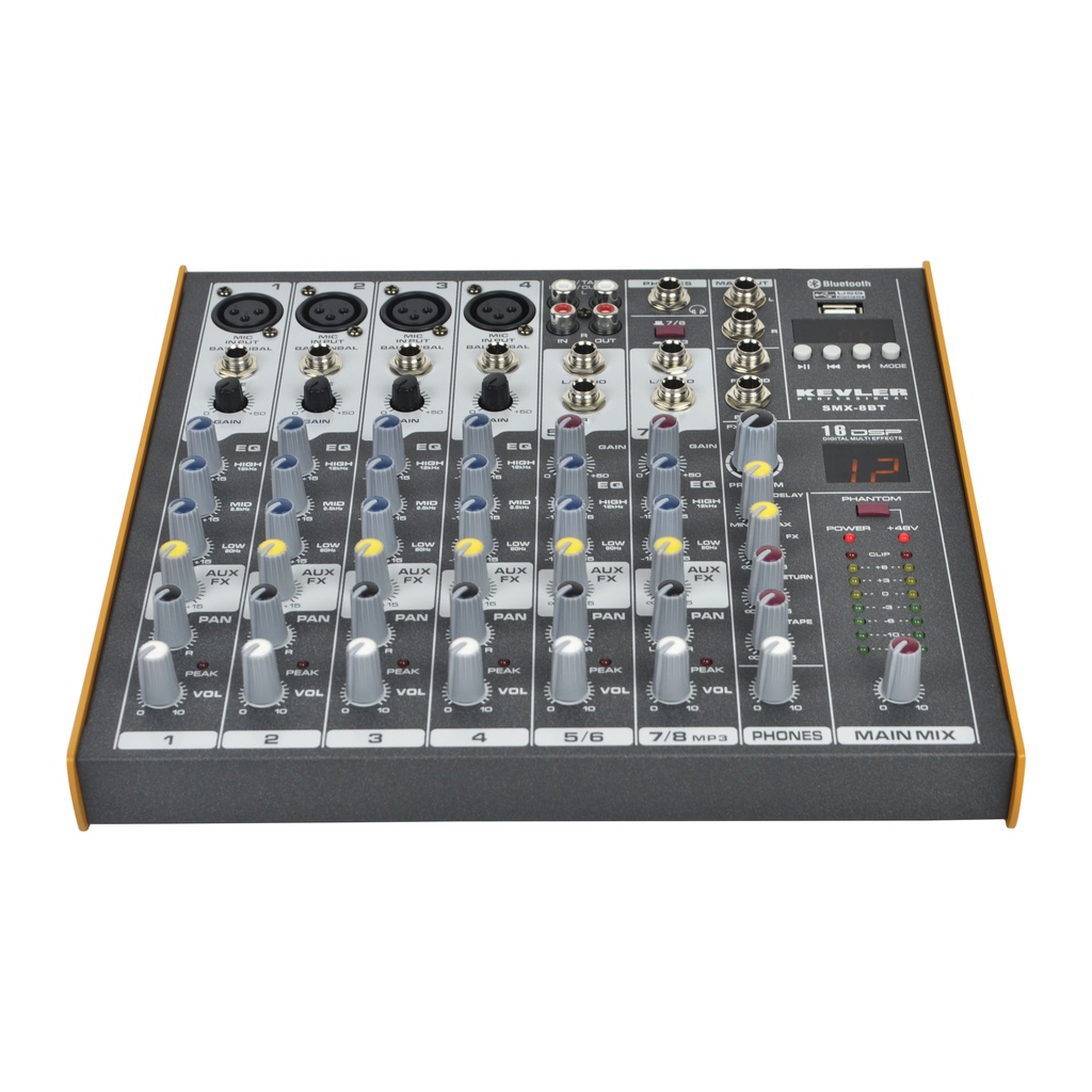 Kevler Professional Mixer SMX-8BT 8 CHANNEL 4 MIC / LINE 2 AUX MIXER ...