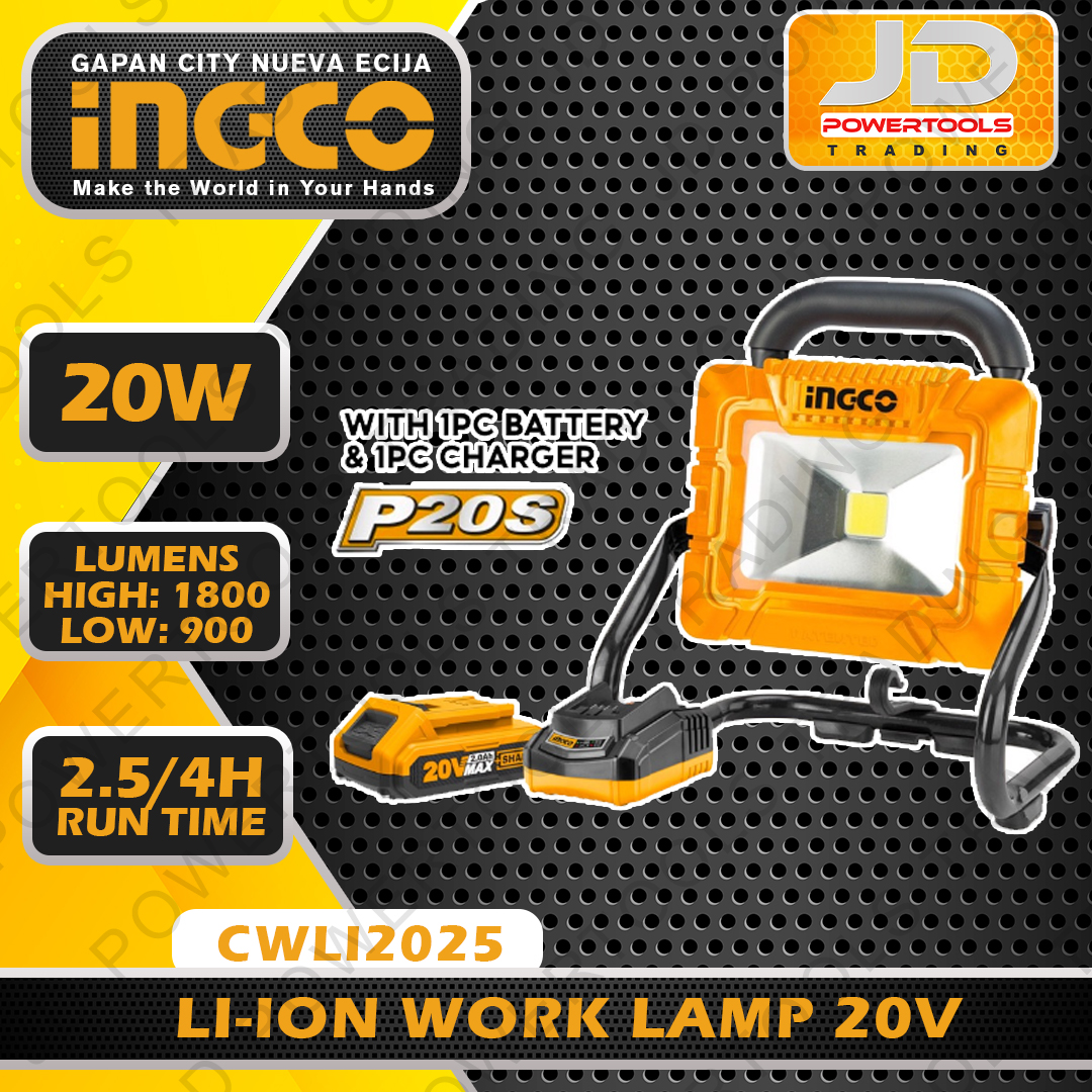 Ingco CWLI2025 Lithium-Ion Cordless Work Lamp 20V P20S Powershare ...