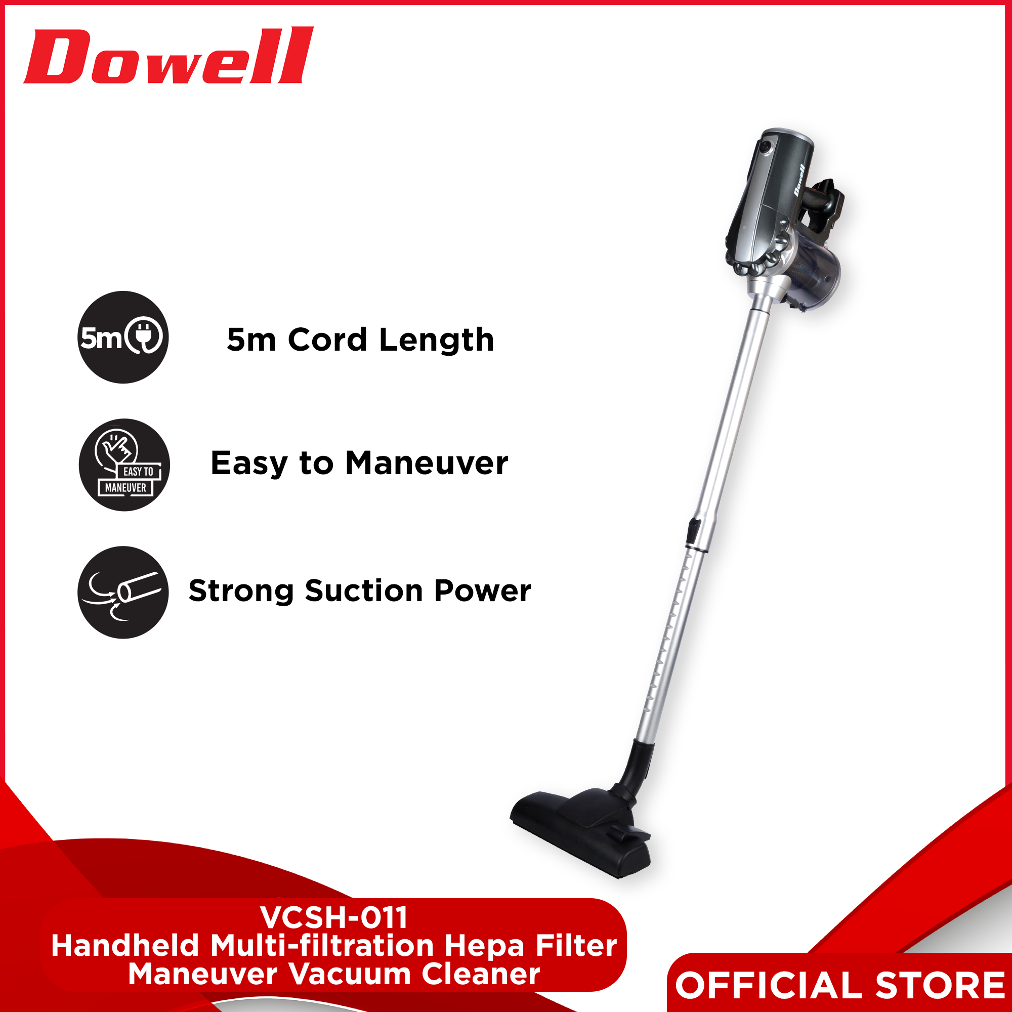 Dowell VCSH-011 2-in-1 Stick Handheld Multi-filtration Hepa Filter Mesh ...