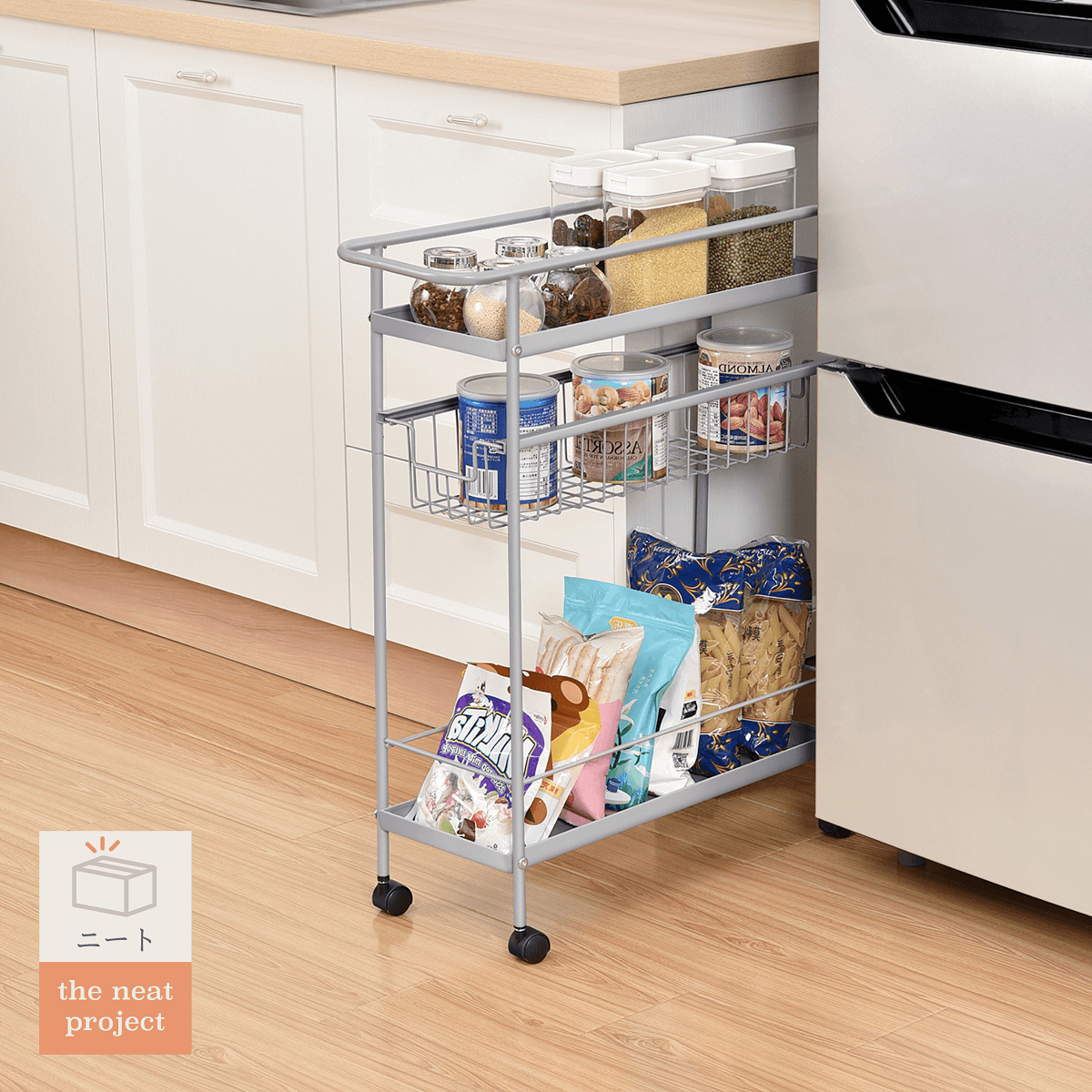 Neat Project Niwa 3 Layer Steel Kitchen/Home Storage Trolley/Rolling ...