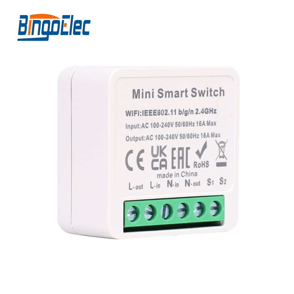 Bingoelec WiFi MiNi Smart Switch Tuya 16A 2-way Control Timer Wireless ...