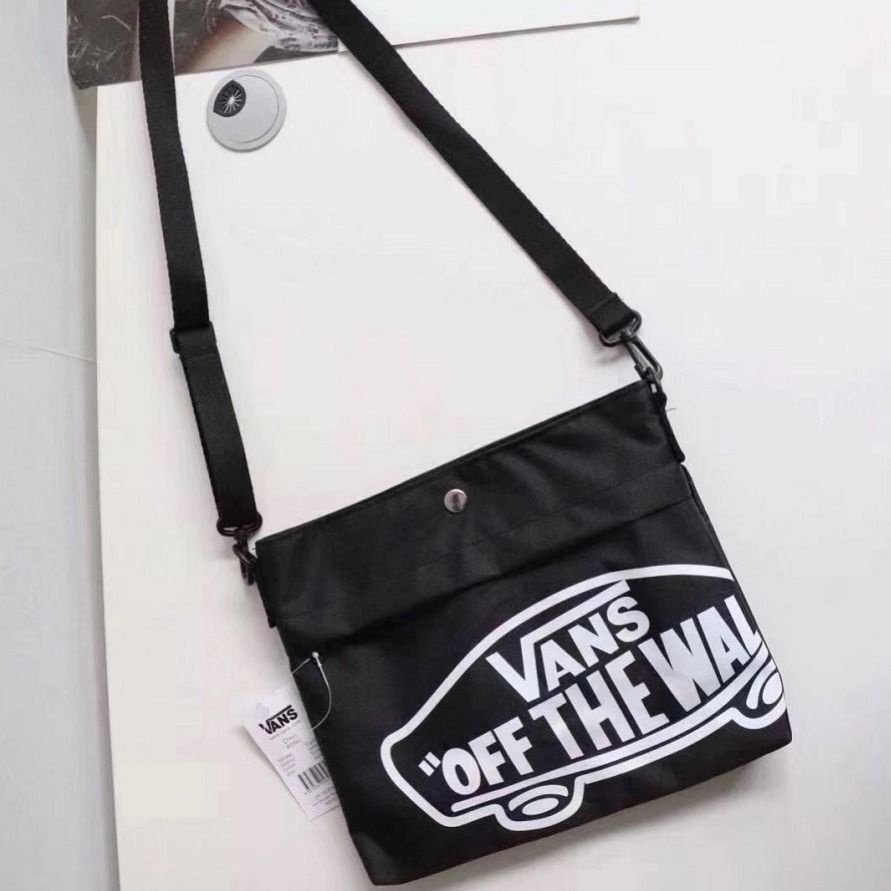 [Cod] vans men's canvas canvas shoulder bag black printing messenger ...