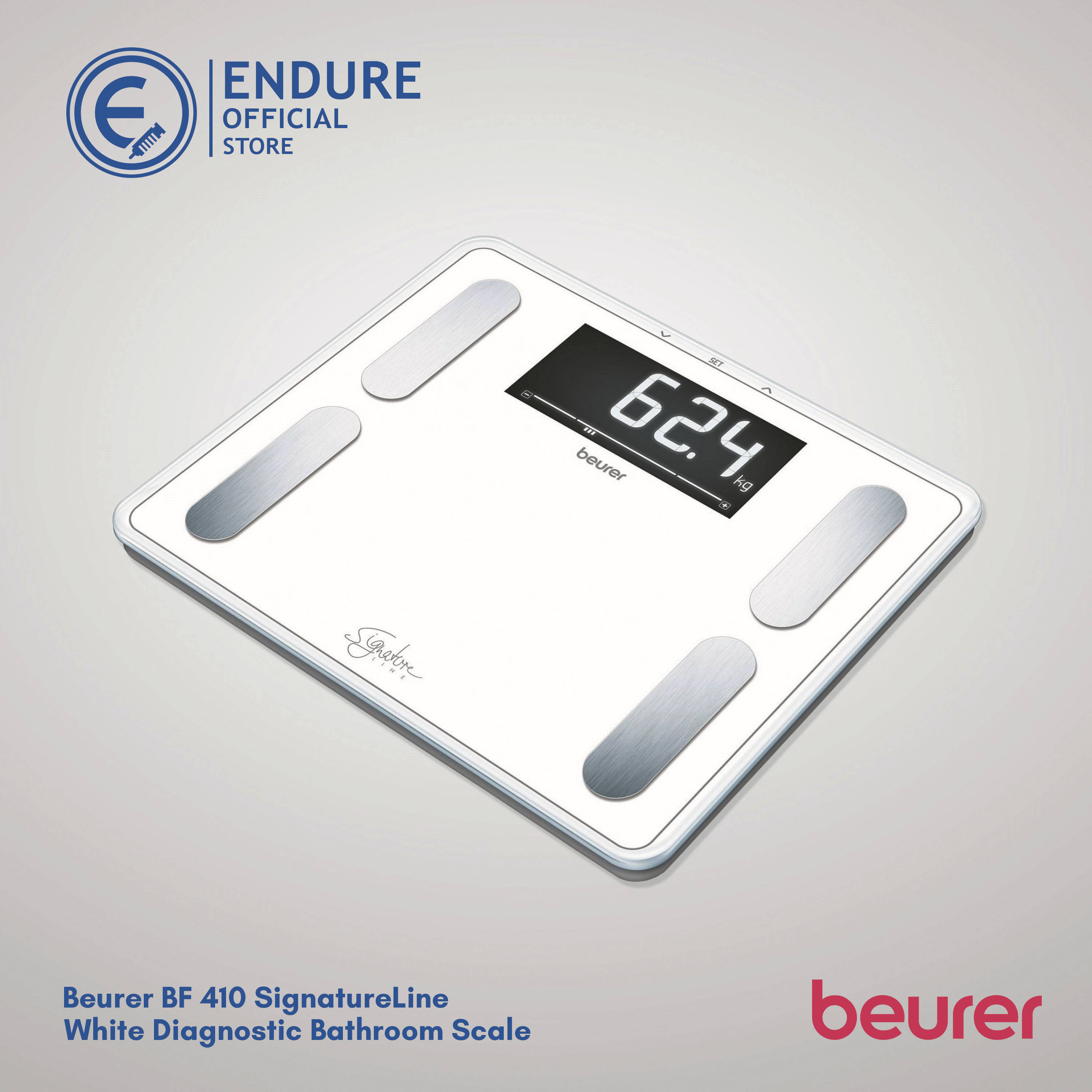 Beurer BF 410 SignatureLine - White diagnostic bathroom scale- Body fat ...