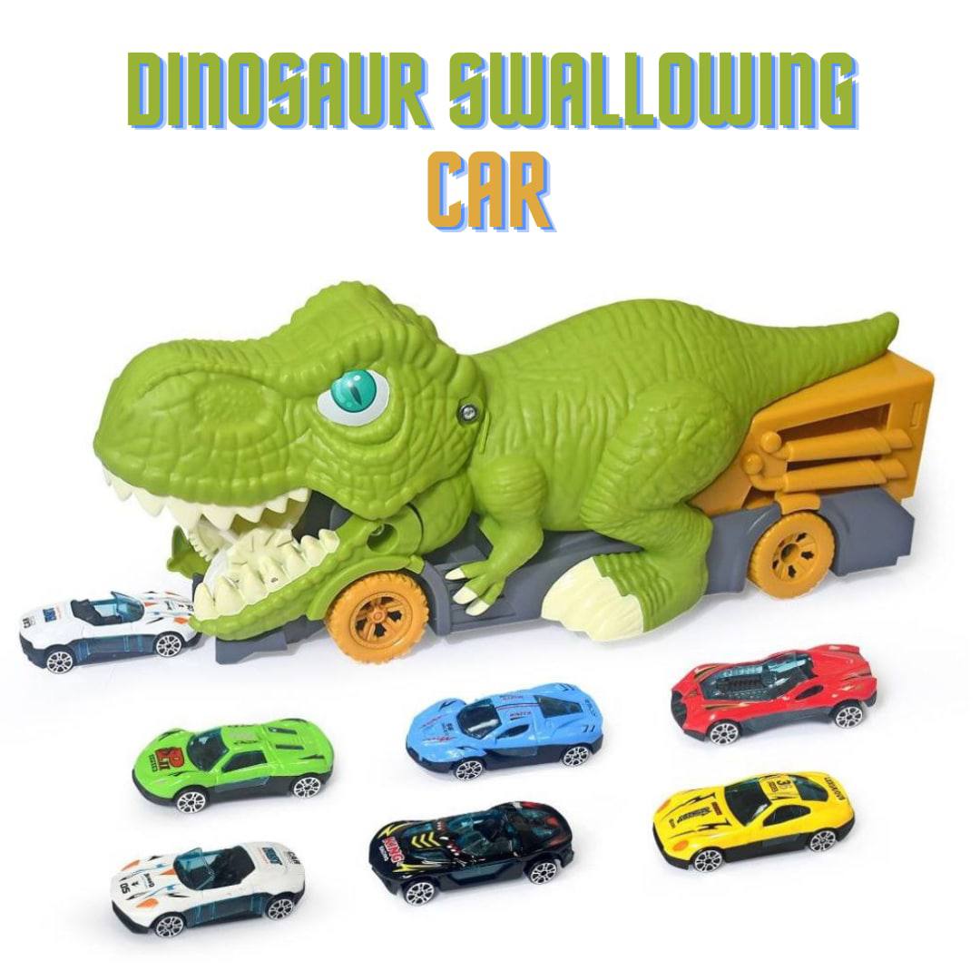 BYJ Dinosaur Swallowing Cars with 6 FREE Cars Vehicle Playset for Kids ...