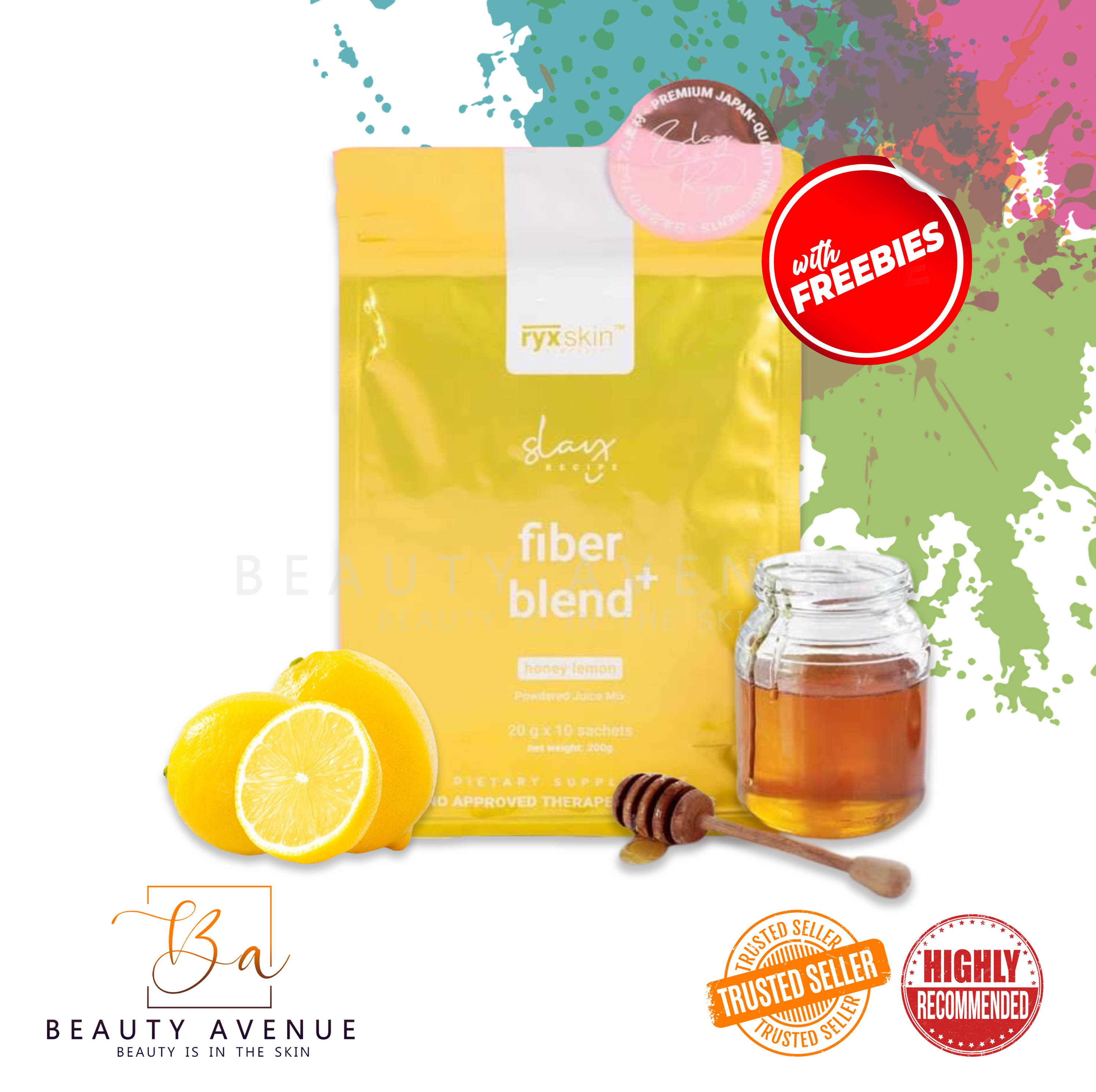 Ryx Skin Beauty Drinks Fiber Blend + Honey Lemon Powdered Juice Mix 10 ...
