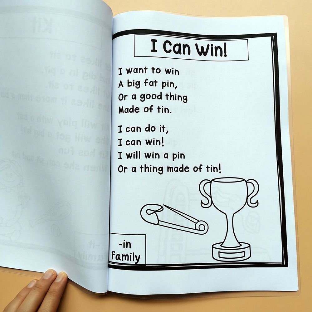24Pages Phonics Poems CVC Word Families Classroom Kids Game Workbook ...