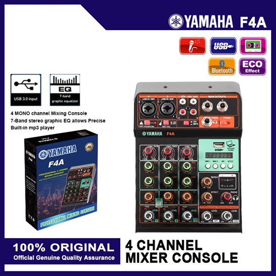 Yamaha F4A Professional Mixer 4-channel with reverb effect BT/USB ...