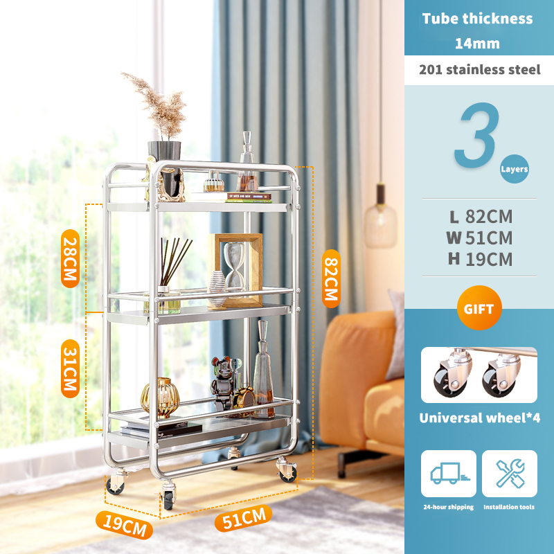 Trolley Rack Stainless steel Utility Cart Storage Organizer Kitchen ...