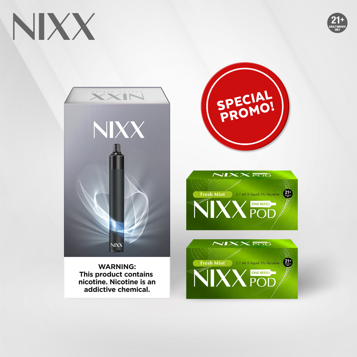 NIXX Metal Gray Device + 2 Mint Flavor Pods | Lazada PH