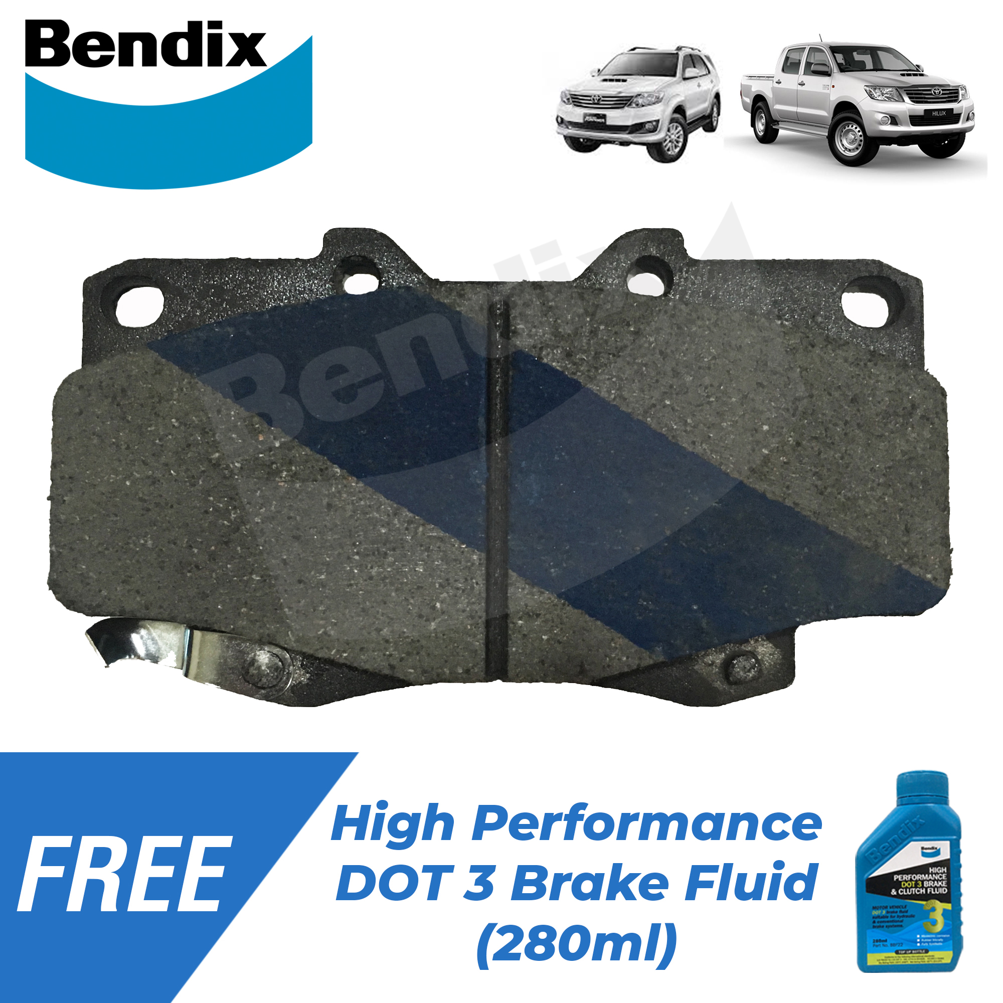 Bendix Brake Pads 4WD DB1739 Front Set for Toyota Hi-Lux 4x4 and ...