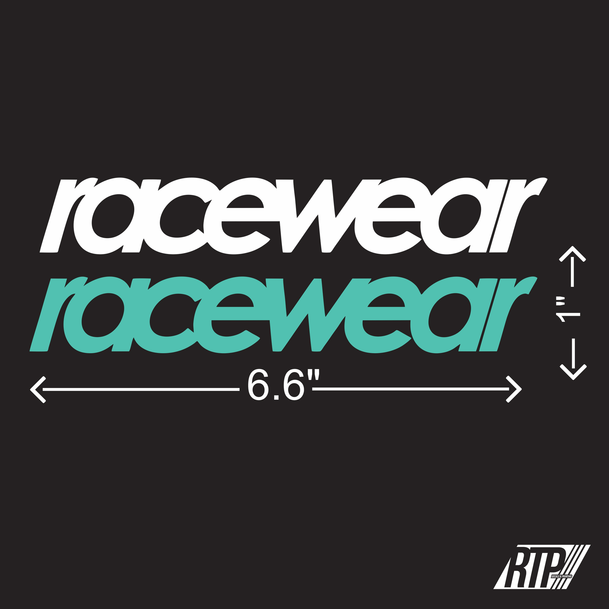 Racewear Sticker Decals 2pcs (White & Teal) for Mototcycle, Car, Helmet ...