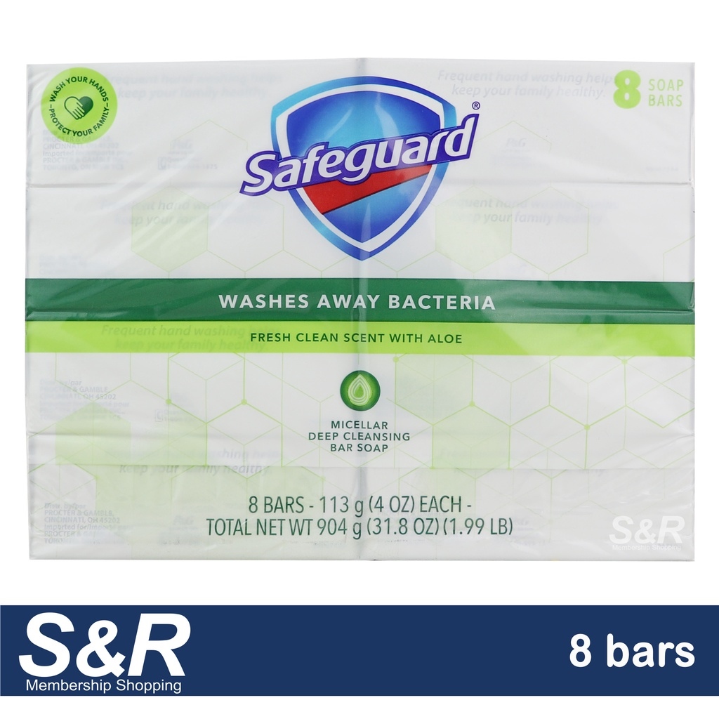 Safeguard Fresh Clean Scent With Aloe Bar Soap (113g x 8pcs) | Lazada PH