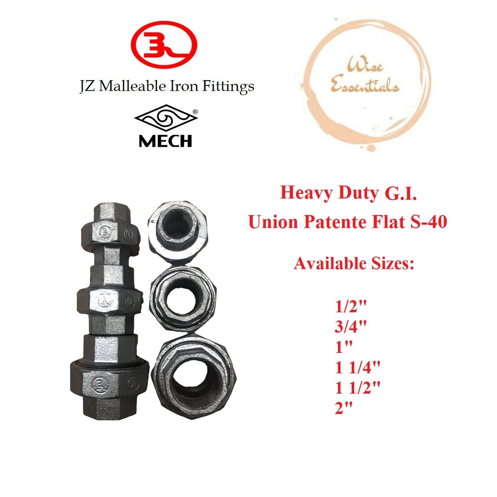 Heavy Duty G I Union Patente Flat S40 1/2 to 1 1/2 | Lazada PH