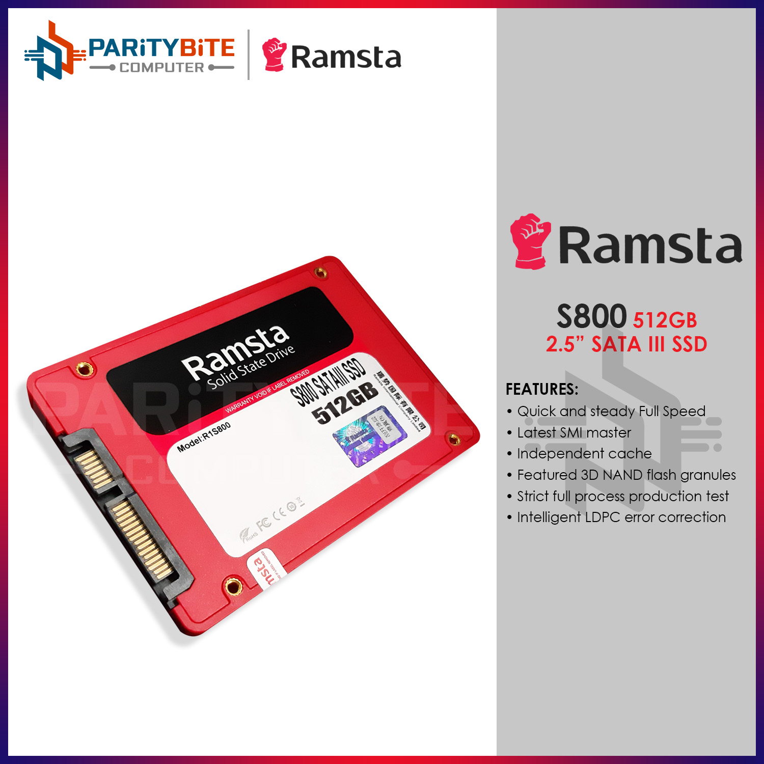 Ramsta 512GB S800 SATA3 High Speed 2.5 SSD | Lazada PH