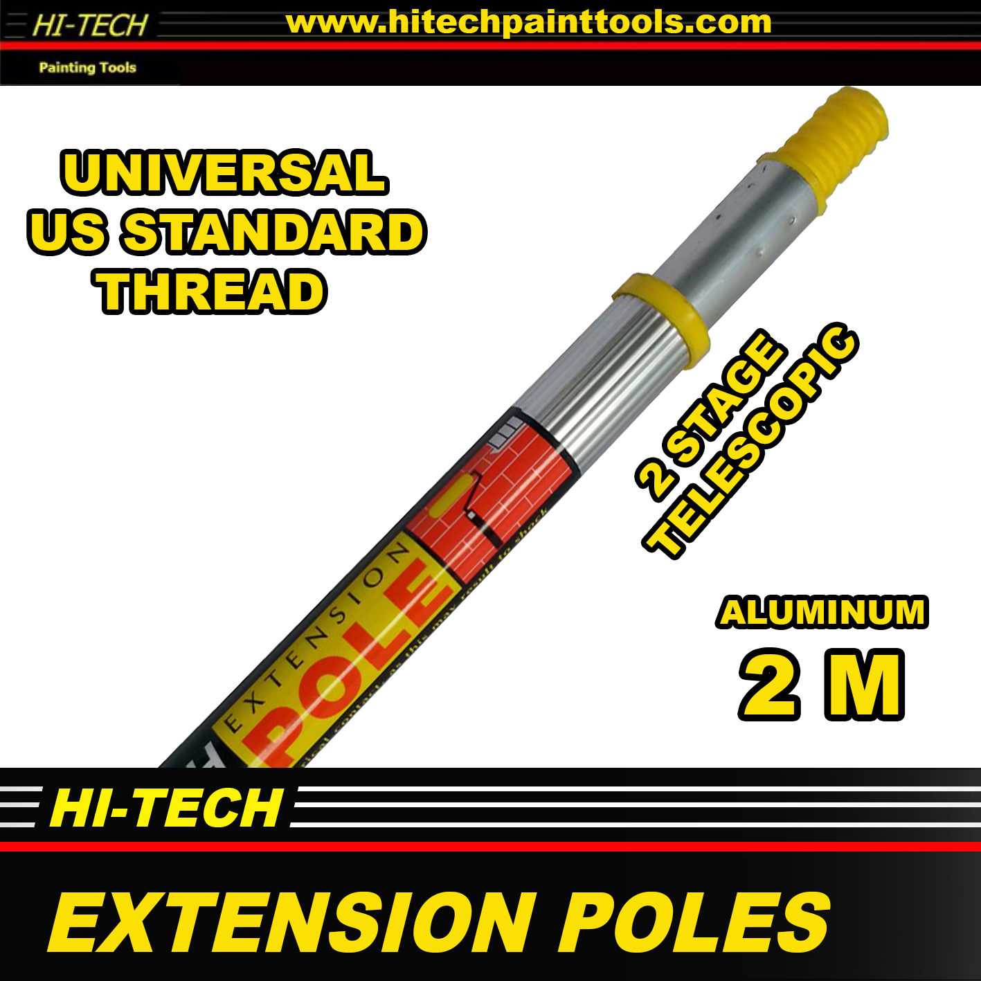 HI TECH Extension Pole 2 ALUMINUM 2 STAGE TELESCOPIC | Lazada PH