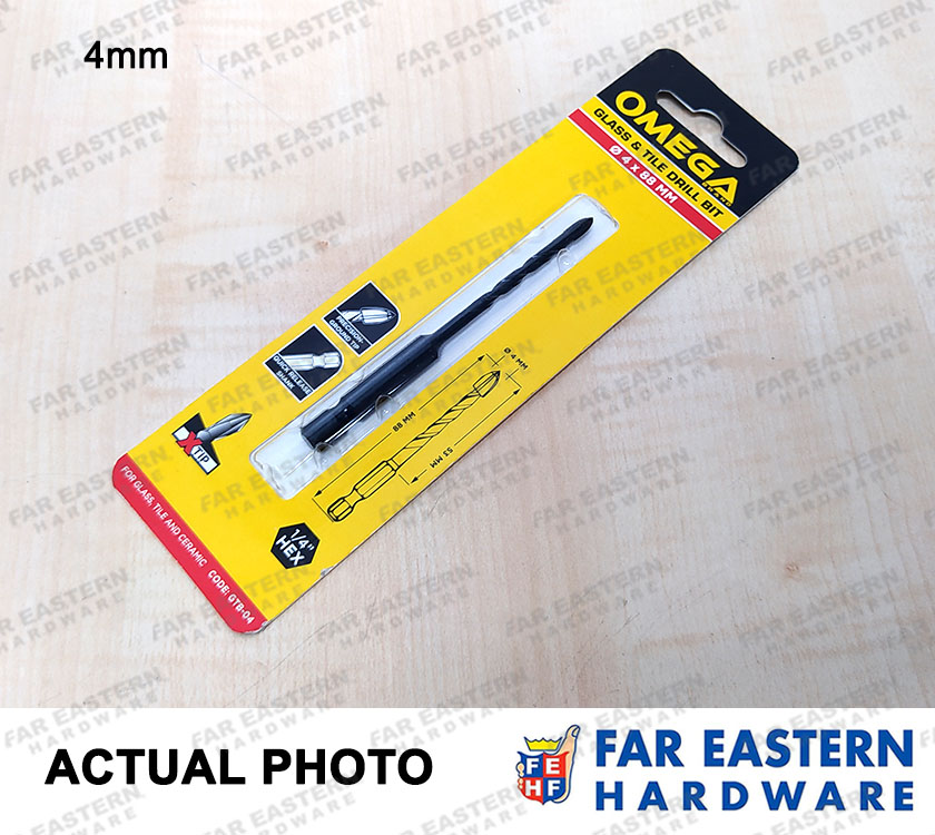 OMEGA Glass & Tile Drill Bit 3mm | 4mm | 5mm | 6mm 8mm | 10mm 1/4 ...