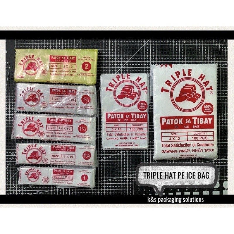Torino/ Triple Hat Patok/ Shure 100pcs PE Ice Bag / Ice Candy / PE ...