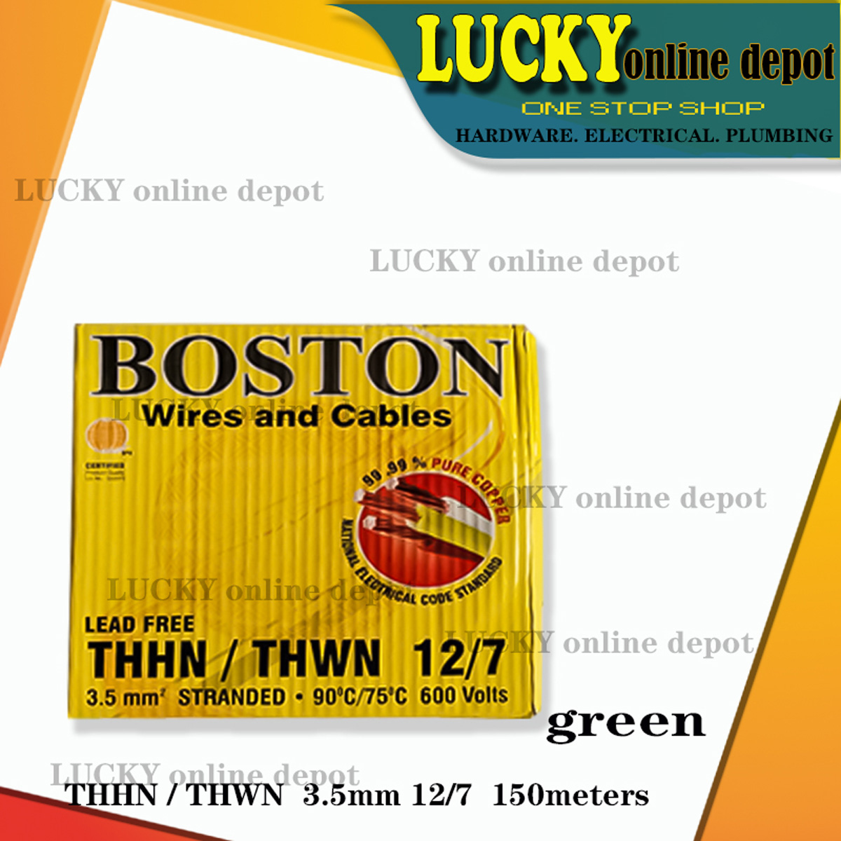 ORIGINAL BOSTON THHN/THWN 12/7 ELECTRICAL STRANDED WIRE (Per Box ...