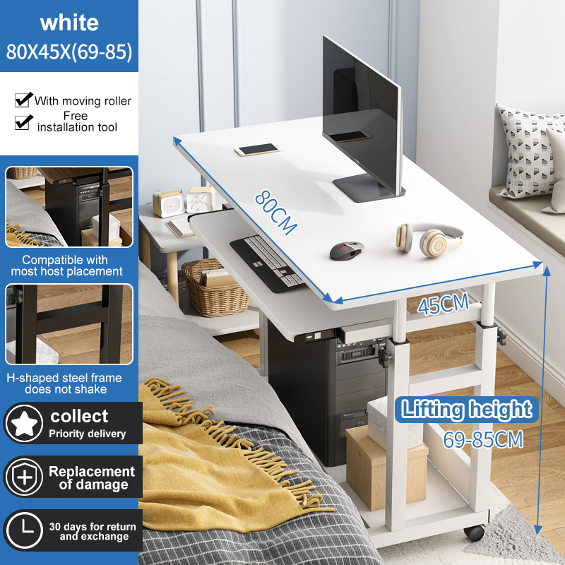 Modern simple movable computer desk wooden study bedroom writing desk ...