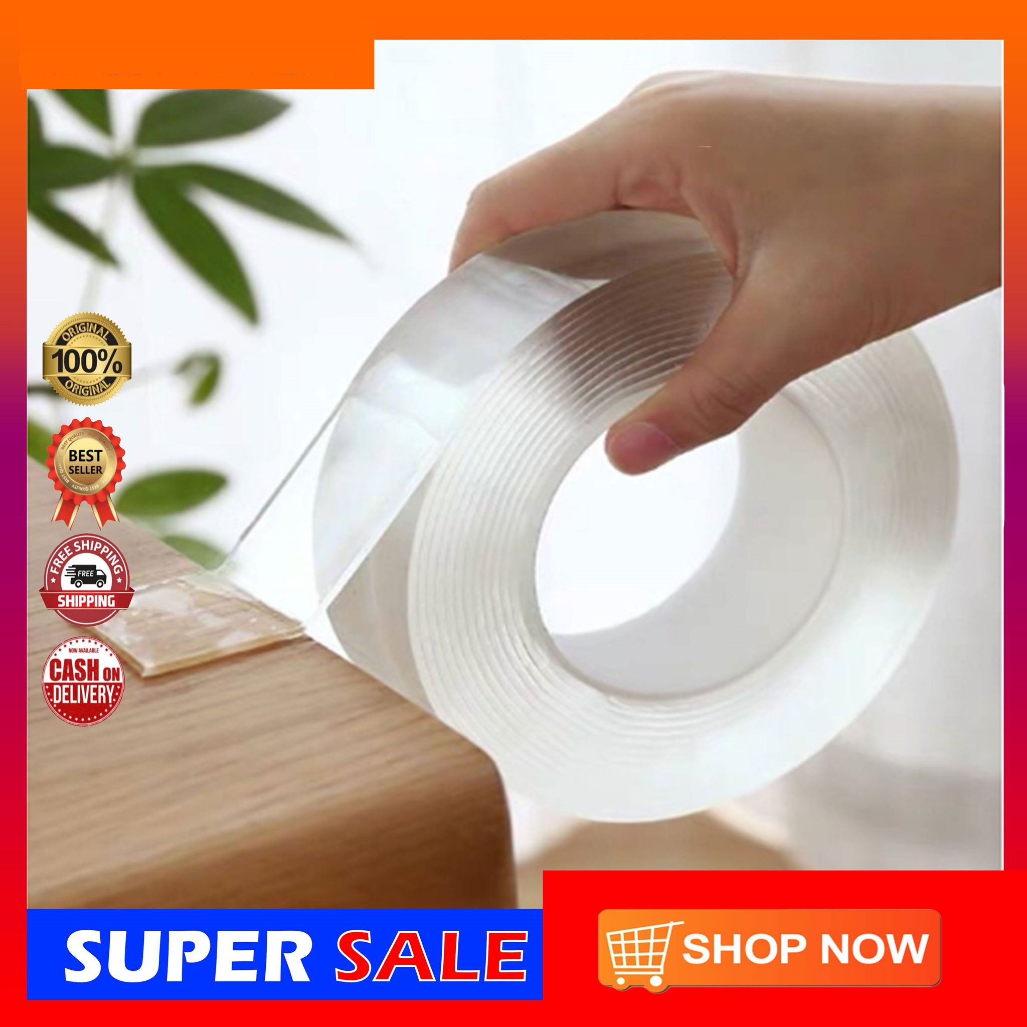 Original & Latest 1m & 3m & 5m Double Sided Tape Transparent Self ...