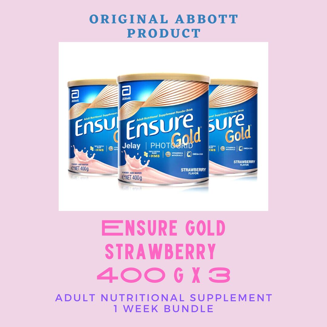 Ensure Gold HMB Strawberry Flavor 400 g x 3 (1 week bundle) adult ...