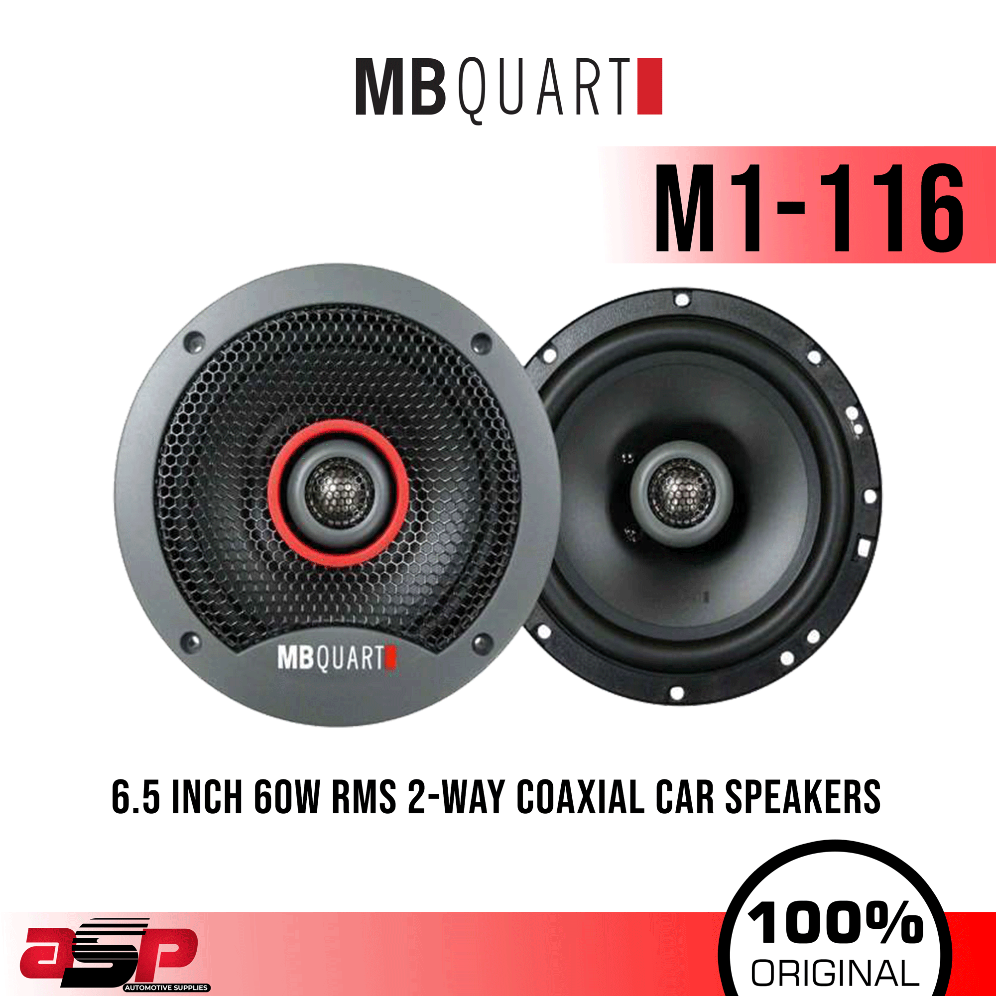 MB QUART DISCUS SERIES CAR SPEAKER 6.5" 60W RMS 2 WAY COAXIAL SPEAKER ...