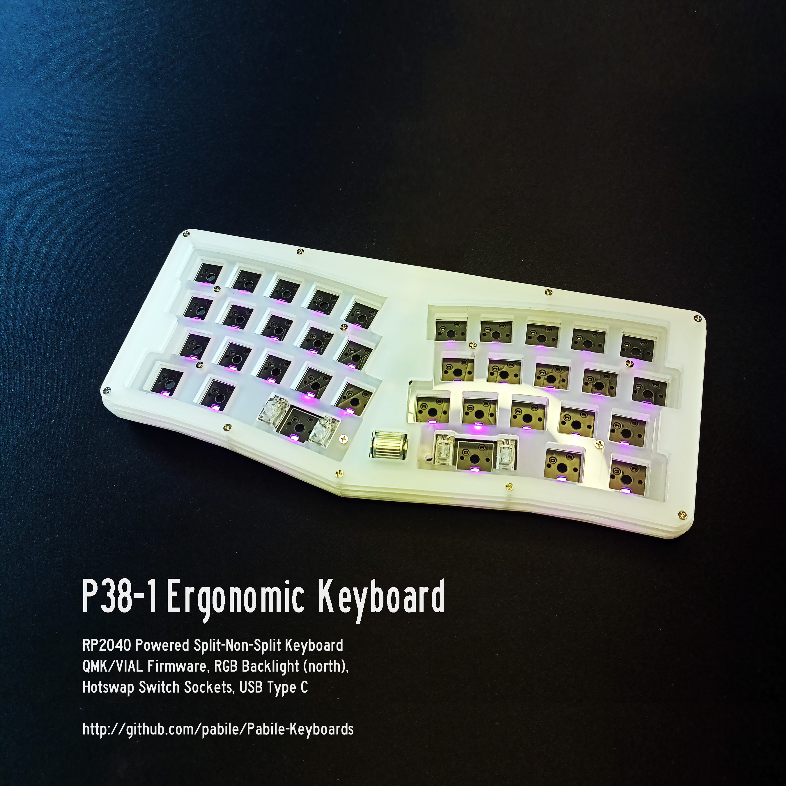 Pabile 38-Key P38 Programmable sub-40% Mechanical Keyboard Barebone QMK ...