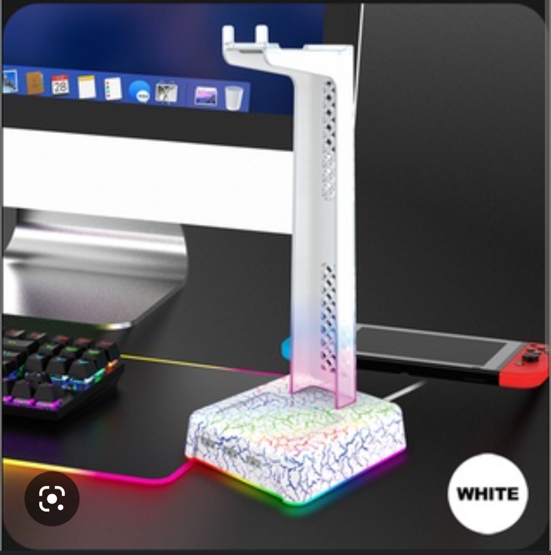 INPLAY RGB Headphones Stand Holder With 3xUSB Port Gaming Headset Stand ...