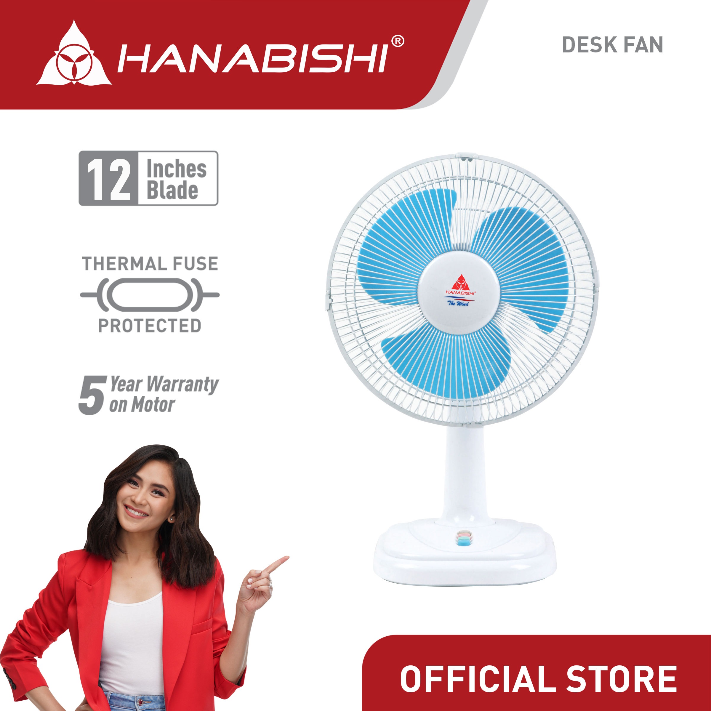 Hanabishi Desk Fan The Wind 12T 12 inches | Lazada PH