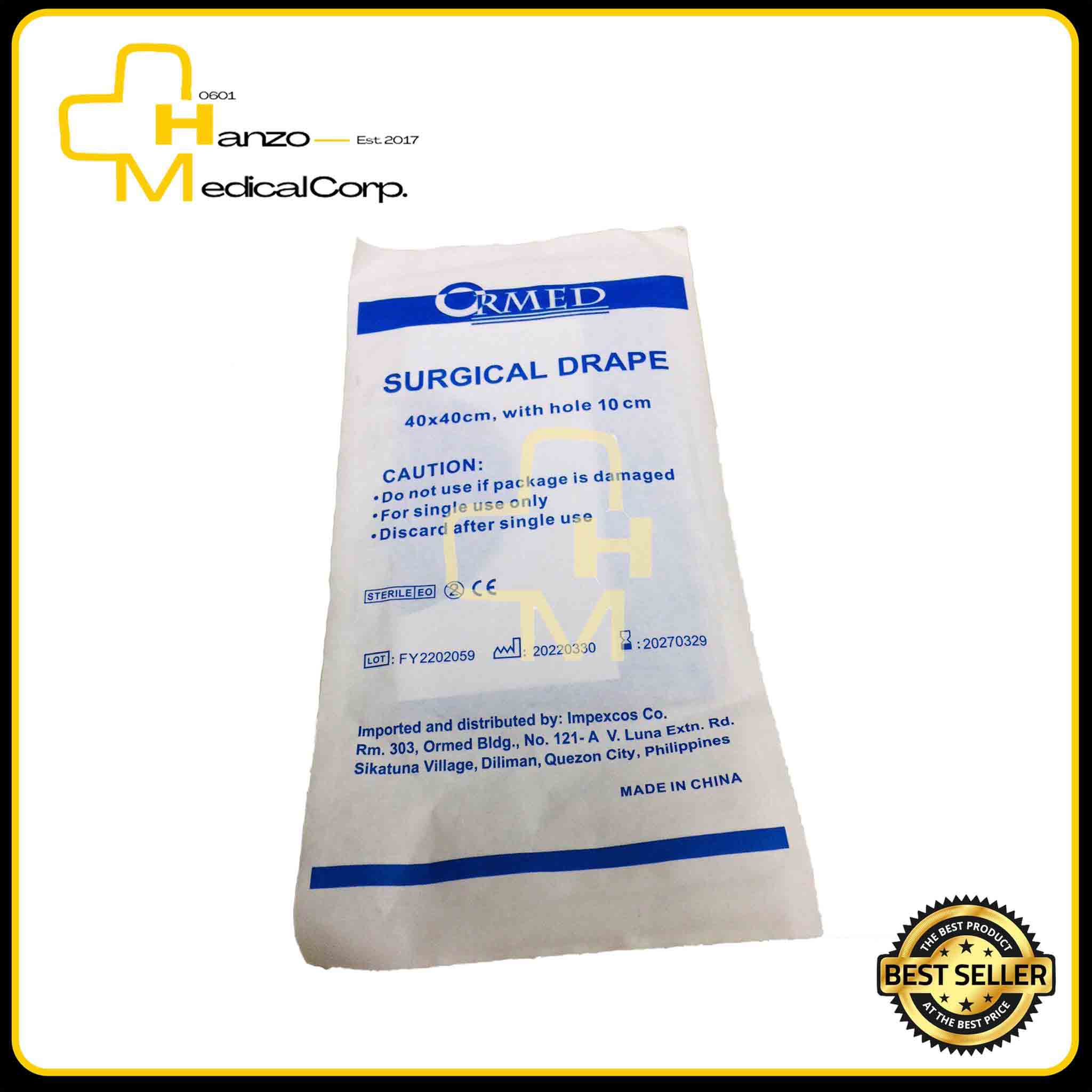ORMED SURGICAL DRAPE 40X40 W/ HOLE 10CM | Lazada PH