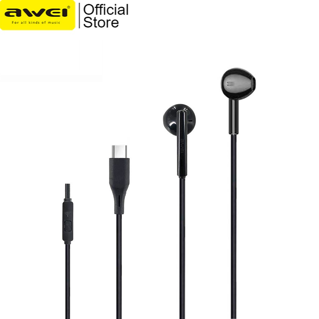 Awei PC-1T Mini Stereo In-Ear Earphones Type-C Analog Interface Headset ...