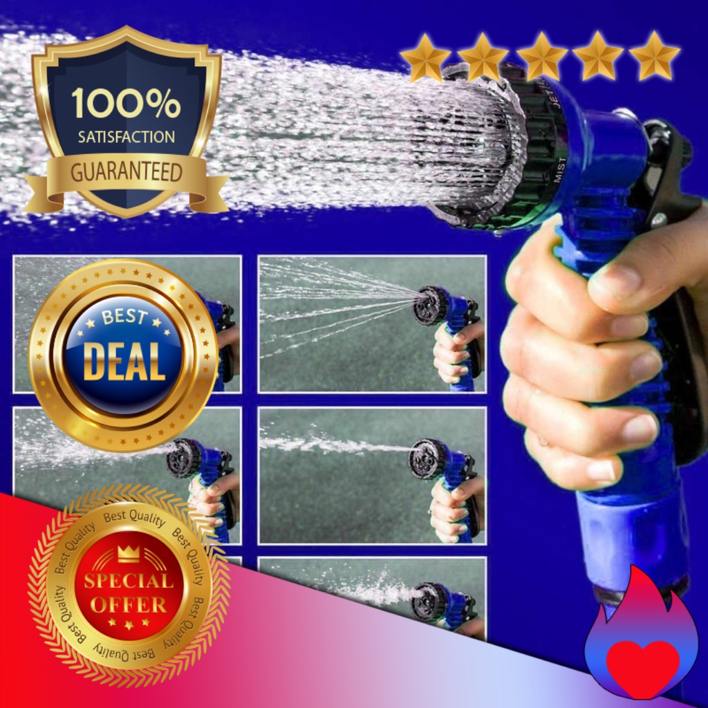 Expandable Magic Hose Flexible Plastic Hose with 7 Function Spray Gun ...
