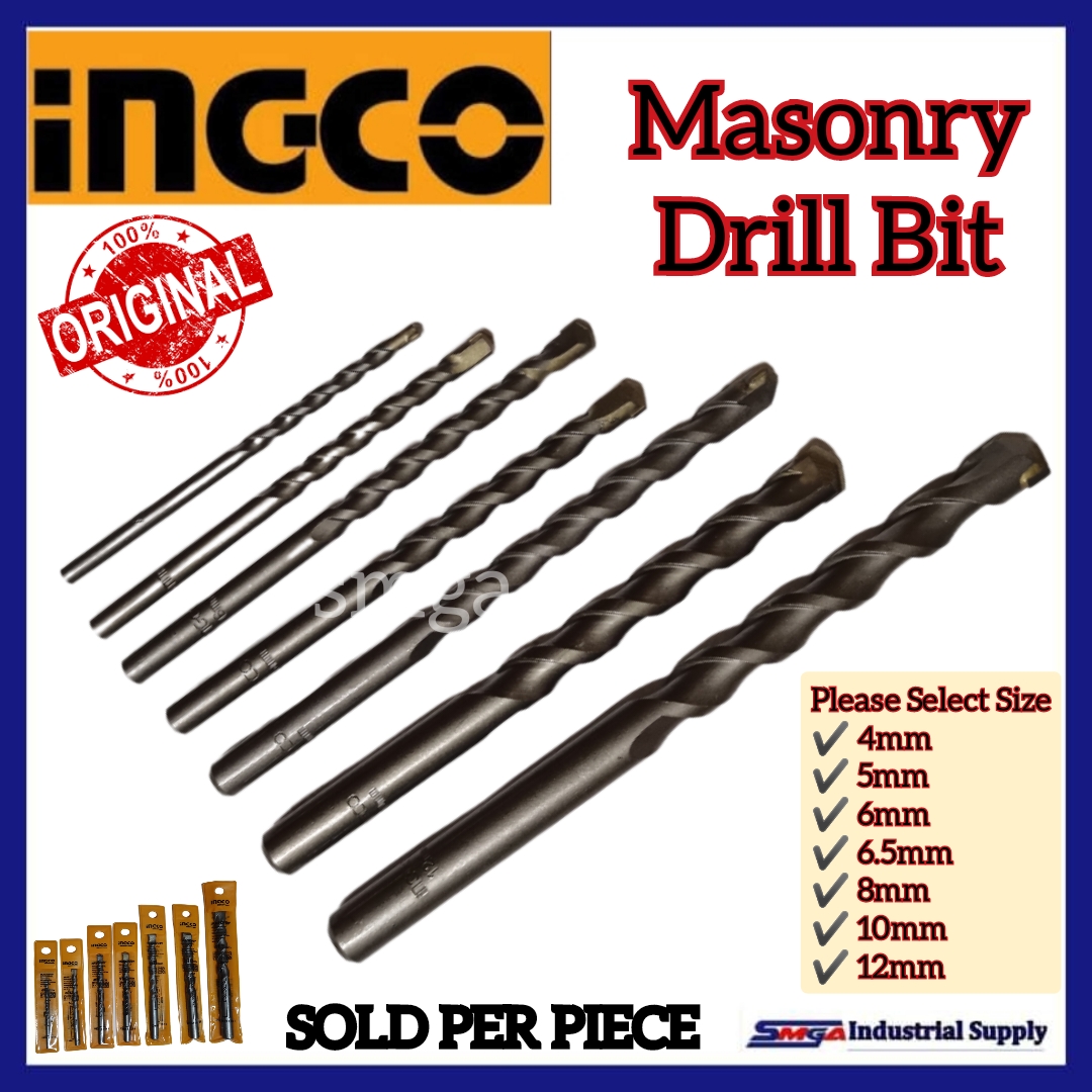 Ingco Masonry Drill Bit SOLD PER PIECE 4mm/5mm/6mm/6.5mm/8mm/10mm/12mm ...