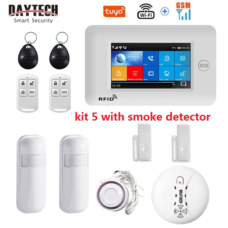 DAYTECH 4G Tuya Wireless Home WIFI GSM Home Security With Motion Detector Sensor Burglar Alarm ...