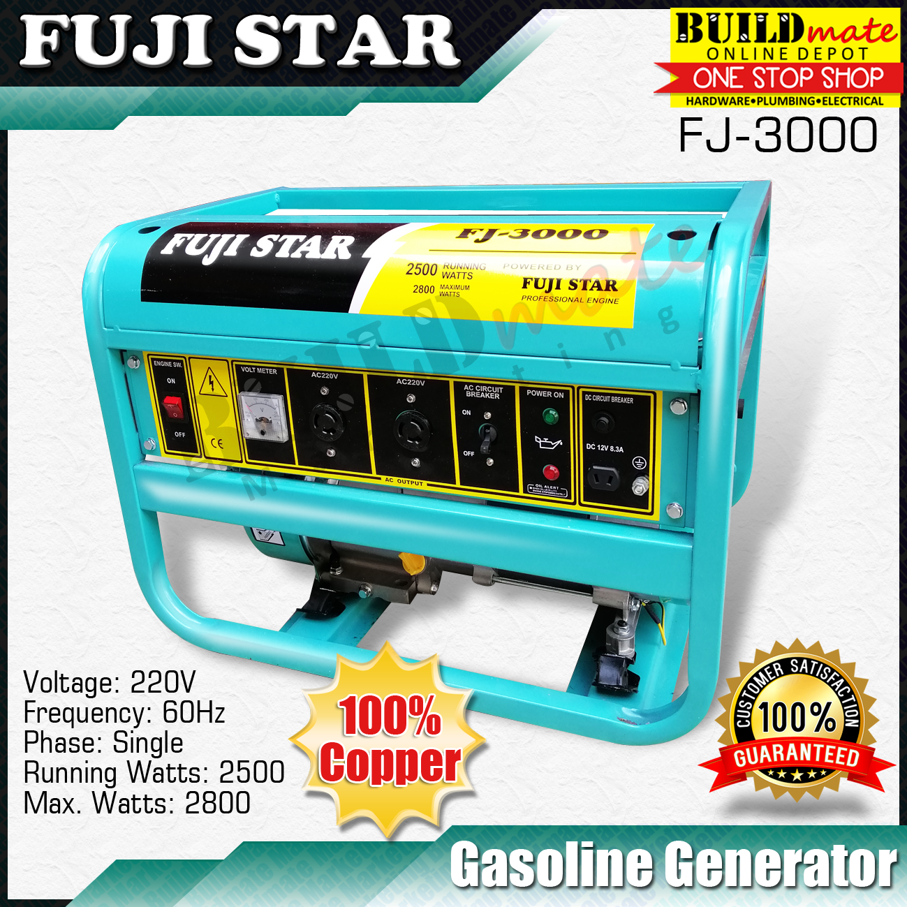 FUJISTAR Gasoline Generator FJ-3000 - BUILDMATE - | Lazada PH