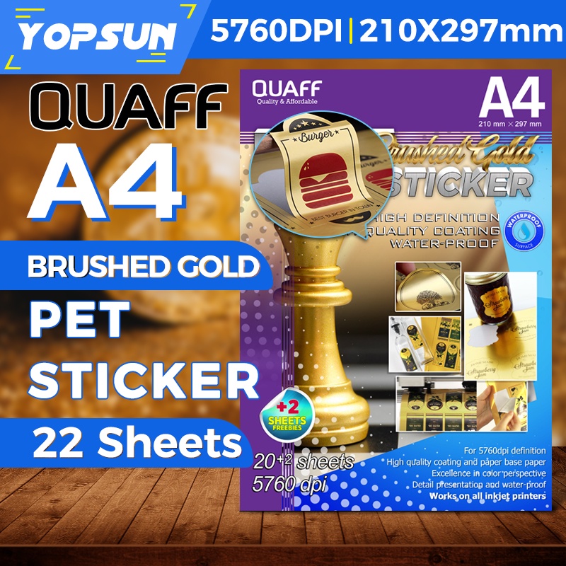 ☁Quaff Printable PET Label Sticker Paper A4 PP Glossy Matte Aluminum ...
