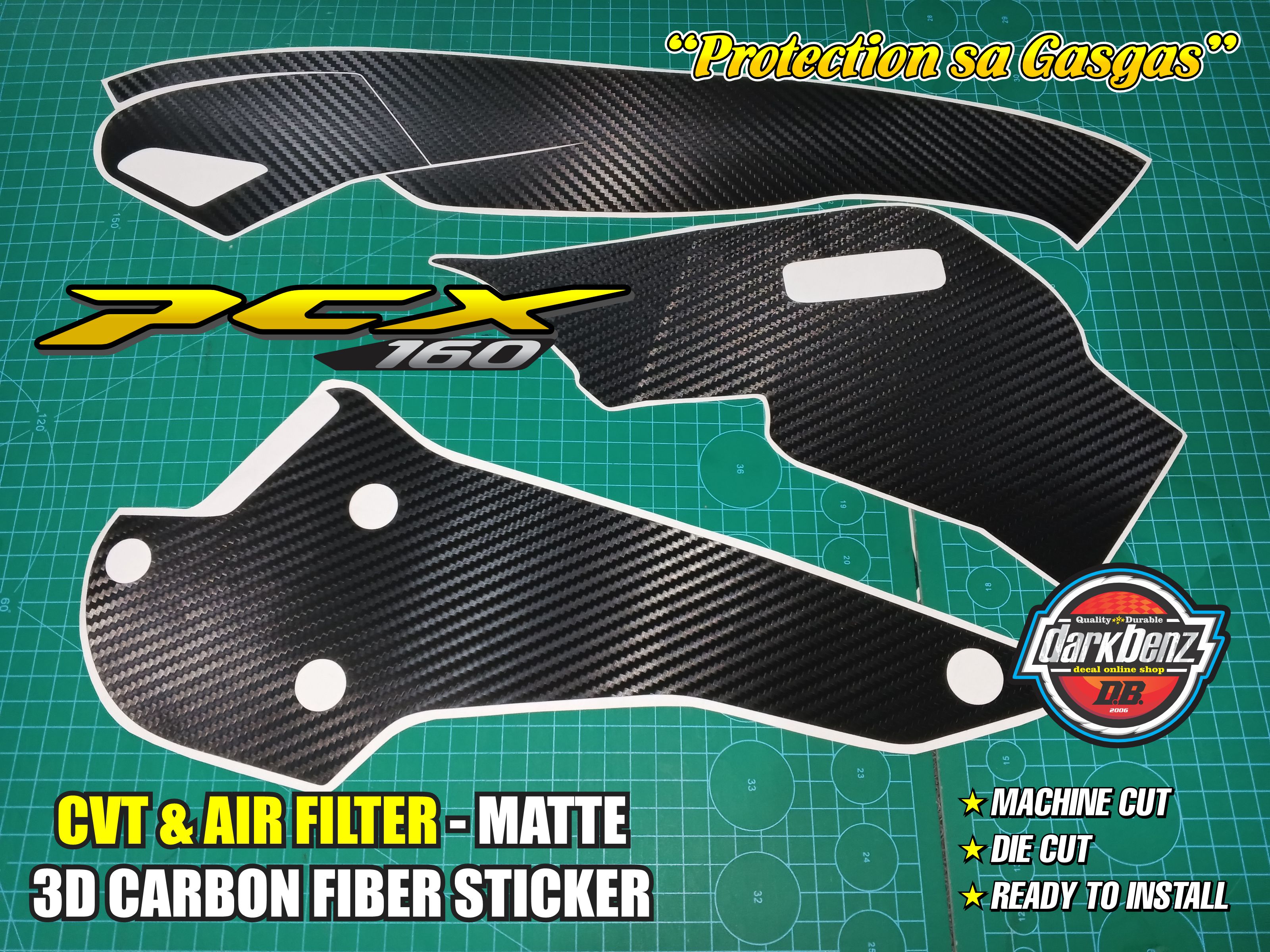 Honda ADV160 & PCX160 - Carbon Fiber Sticker for Air Filter & CVT Cover ...