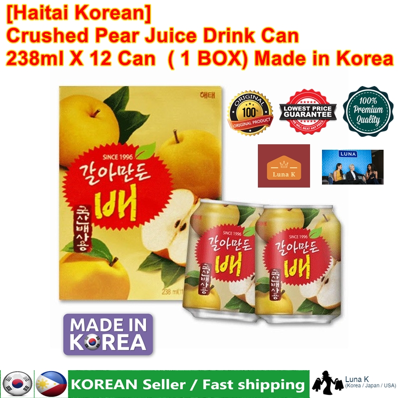 [Haitai Korean] Crushed Pear Juice Drink Can 238ml X 12 Can ( 1 BOX ...