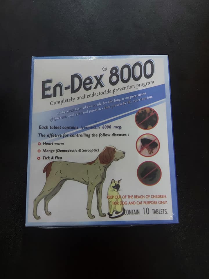 1BOX ENDEX 8000 10TABLETS (controlling mange demodectic,sartoptic,tick ...