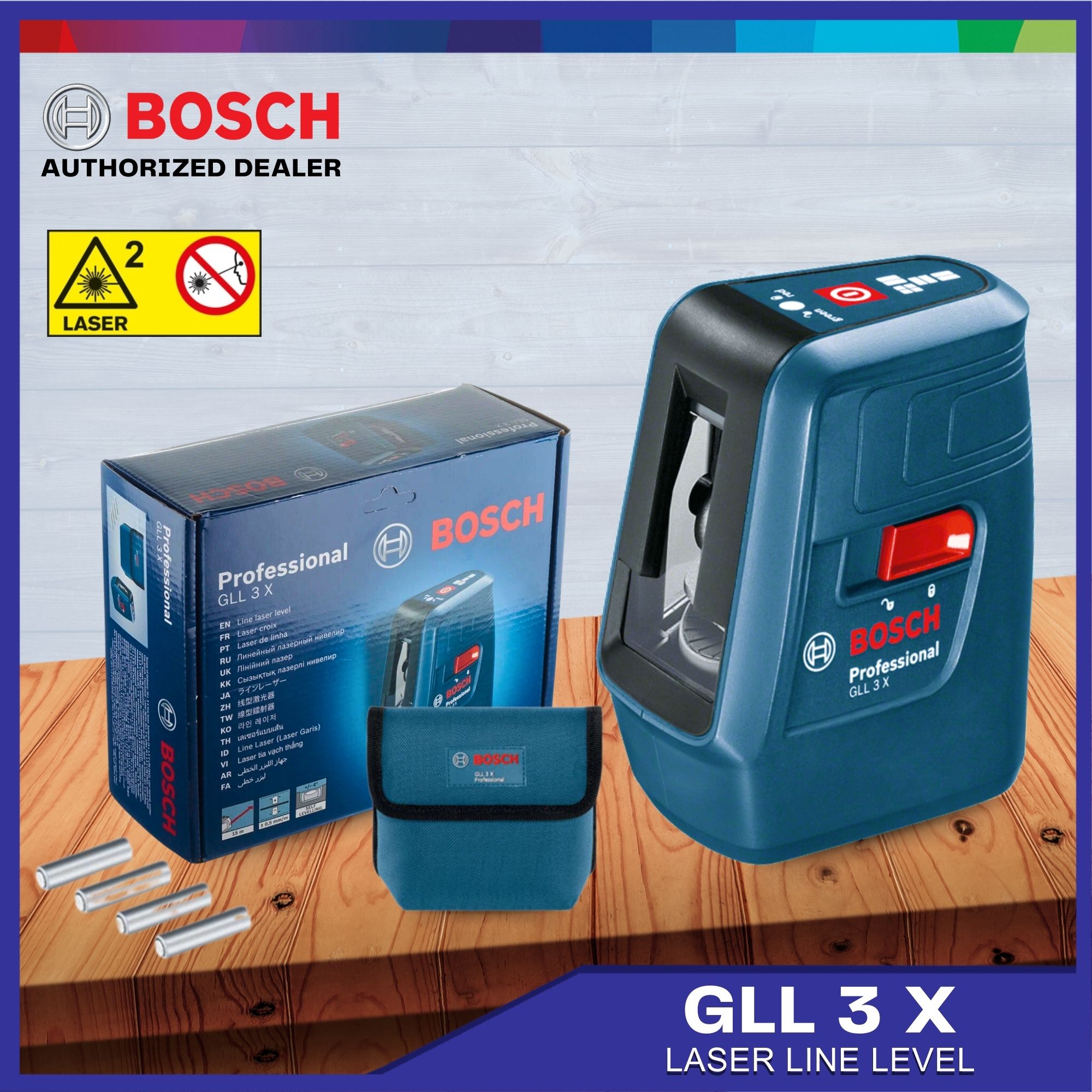 Bosch GLL 3X 3 Line 15m Range, Tripod Thread: 1/4", 4 x AA Laser Line ...