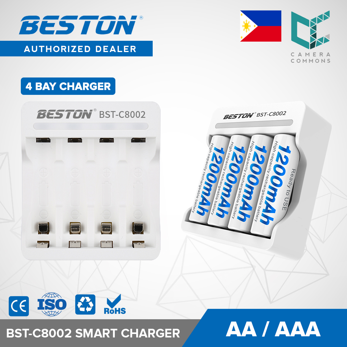 Beston C8002 4-Bay Charger Battery Charger for AA / AAA Rechargeable Battery BST-C8002 | Lazada PH