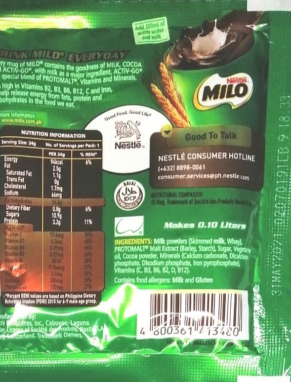 Milo Sachet Nutrition Facts | Besto Blog