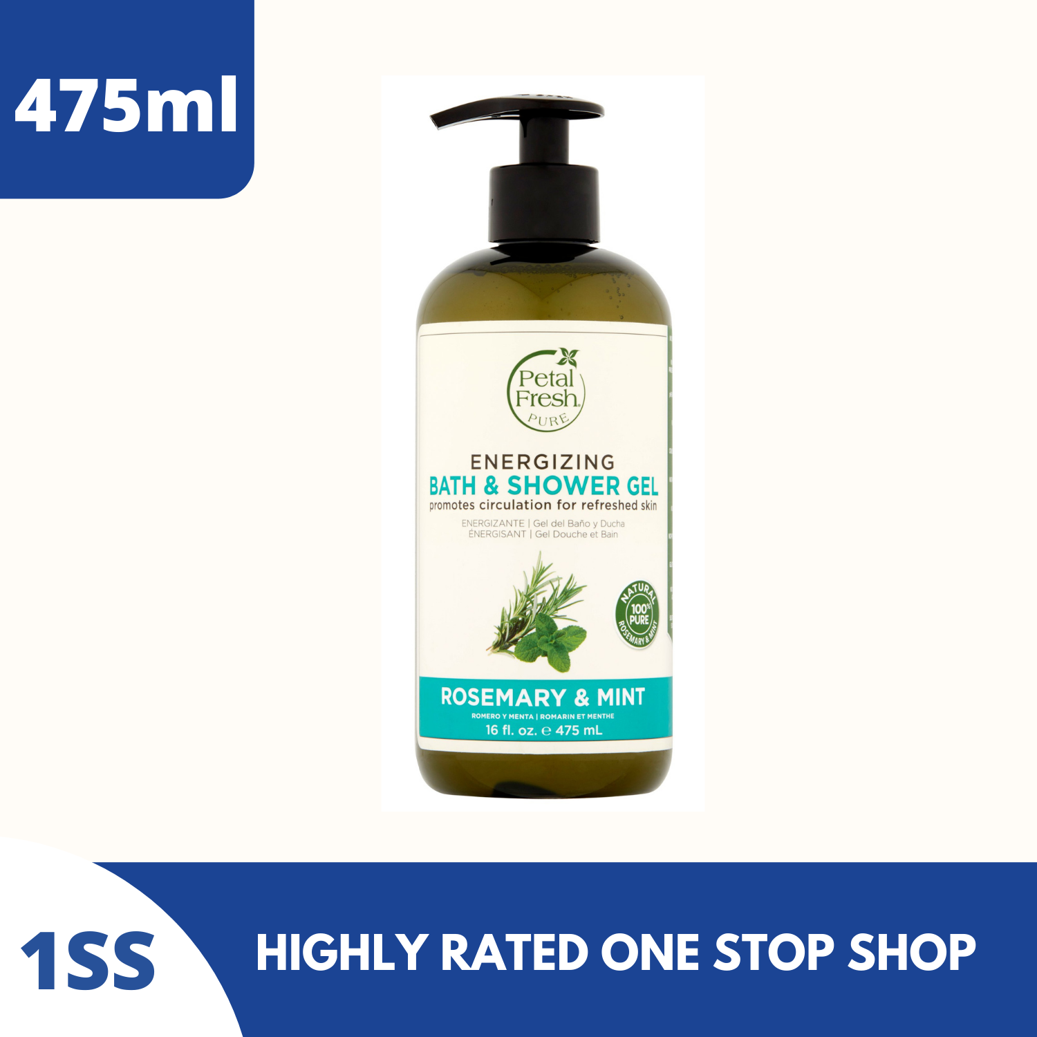 Petal fresh Pure Rosemary & Mint Energizing Bath & Shower Gel 475ML ...